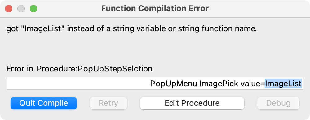 Compilation Error -Setting Popupmenu Value | Igor Pro by WaveMetrics